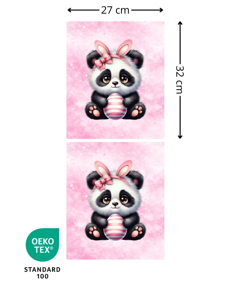 Panneau à coudre - Sac de Pâques Enfant - Panda Rose - Oeko-Tex®